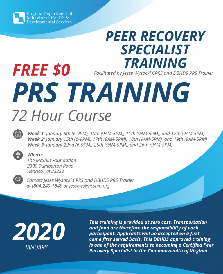 Peer Recovery Specialist Training | McShin Foundation
